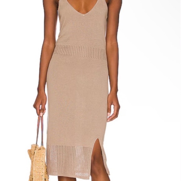 bobi | Dresses | Bobi Black Body Con Midi Dress In Taupe M | Poshmark
